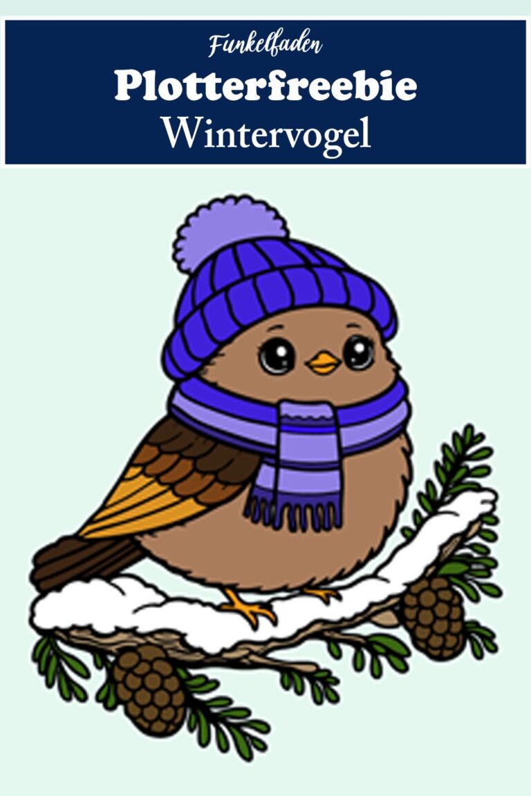 Plotterdatei Wintervogel Freebie - Funkelfaden